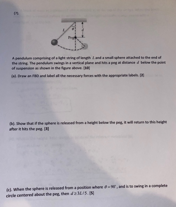 Solved (7). A A pendulum comprising of a light string of | Chegg.com Solved (7). A A pendulum comprising of a light string of | Chegg.com