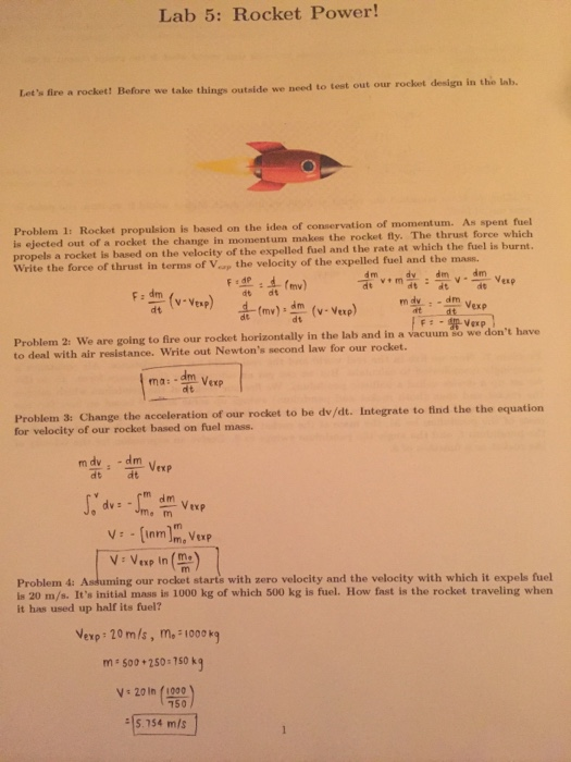 Solved Lab 5: Rocket Power! Let' fire a rocket! Before we | Chegg.com