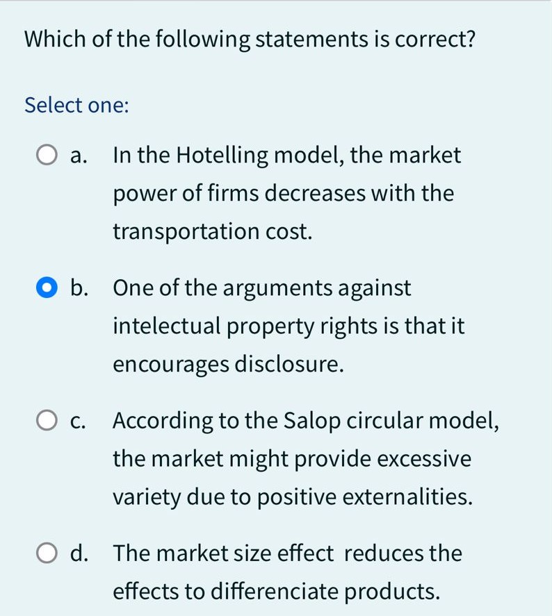 Solved Which of the following statements is correct?Select | Chegg.com