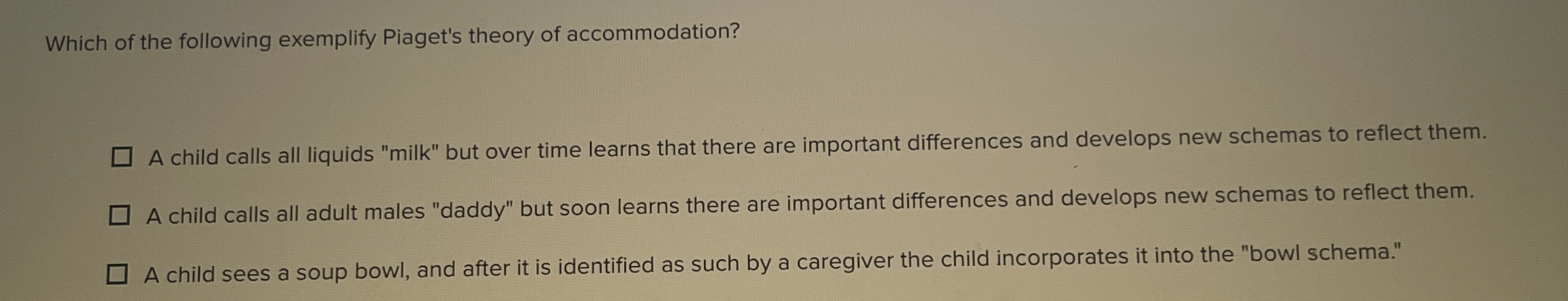 Solved Which of the following exemplify Piaget's theory of | Chegg.com