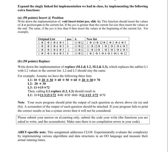 Solved Expand the singly linked list implementation we had | Chegg.com