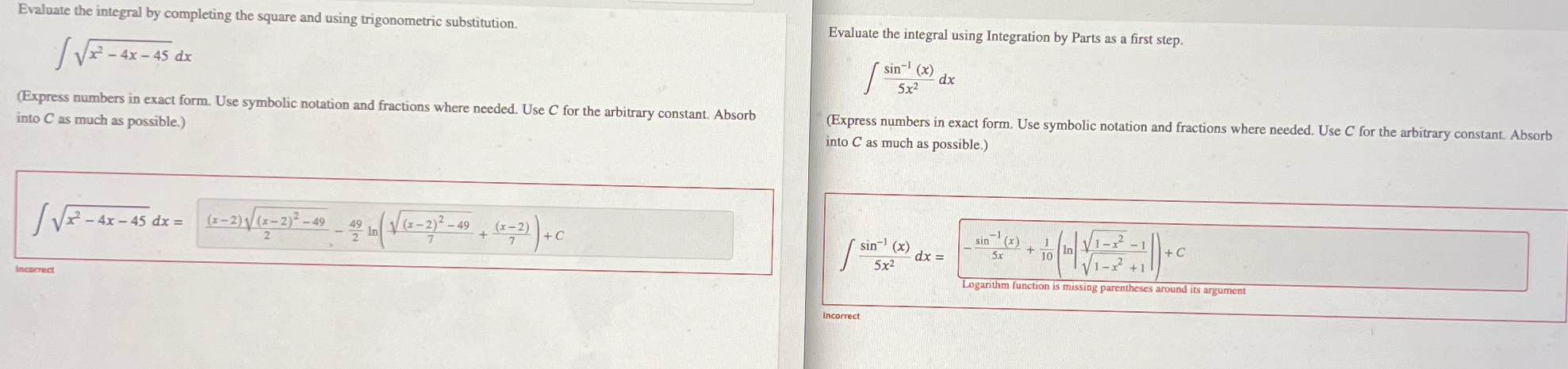 Solved Evaluate the integral by completing the square and | Chegg.com