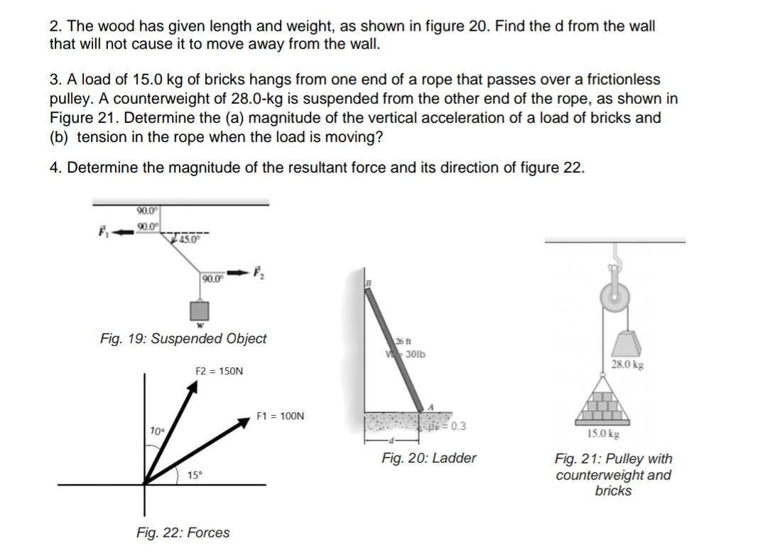 Solved 1. The weight of the suspended object shown in figure | Chegg.com