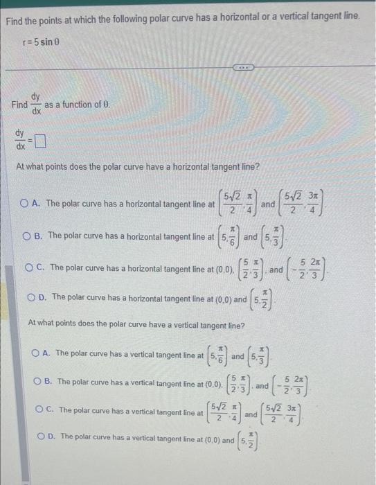 Solved Find the points at which the following polar curve | Chegg.com