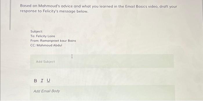 Based on Mahmoud's advice and what you learned in the | Chegg.com