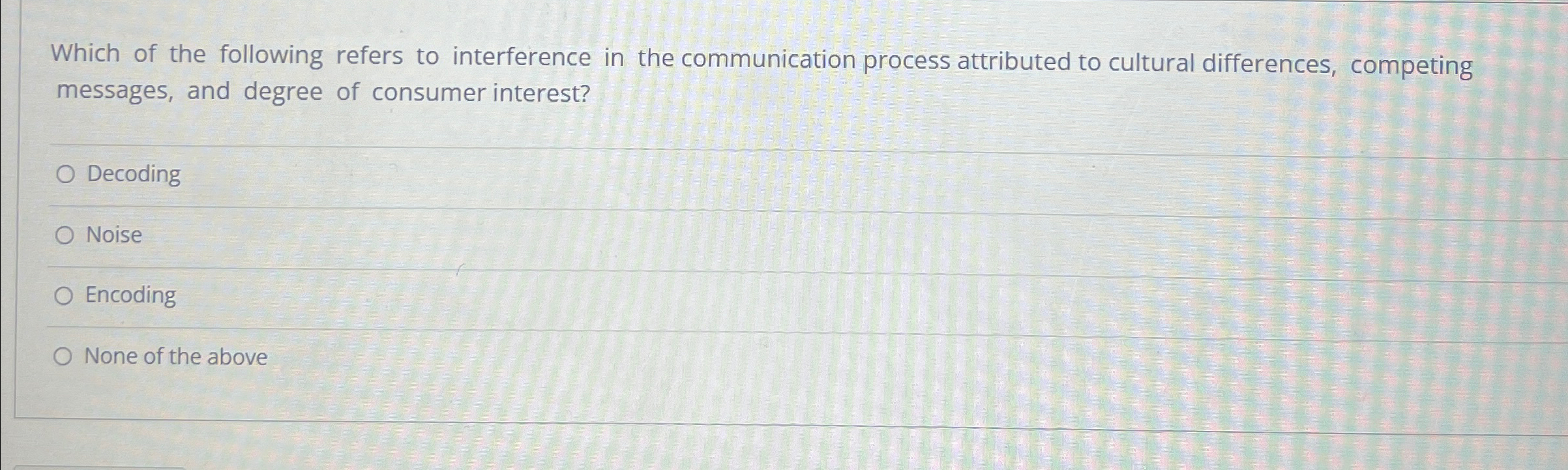 Solved Which of the following refers to interference in the | Chegg.com