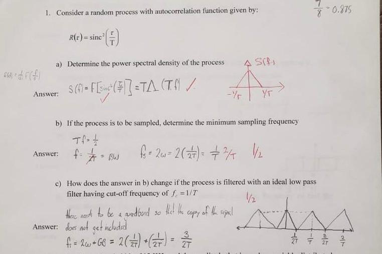 Solved 1. Consider a random process with autocorrelation | Chegg.com