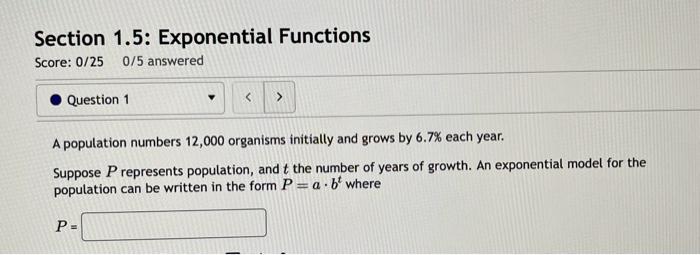 Solved Section 1.5: Exponential Functions Score: 0/25 0/5 | Chegg.com