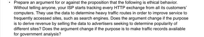 Solved Prepare an argument for or against the proposition | Chegg.com
