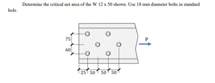 Solved Determine the critical net area of the W 12 x 50 | Chegg.com