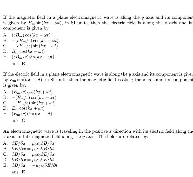 Solved If the magnetic field in a plane electromagnetic wave | Chegg.com