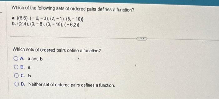 Solved Which of the following sets of ordered pairs defines | Chegg.com