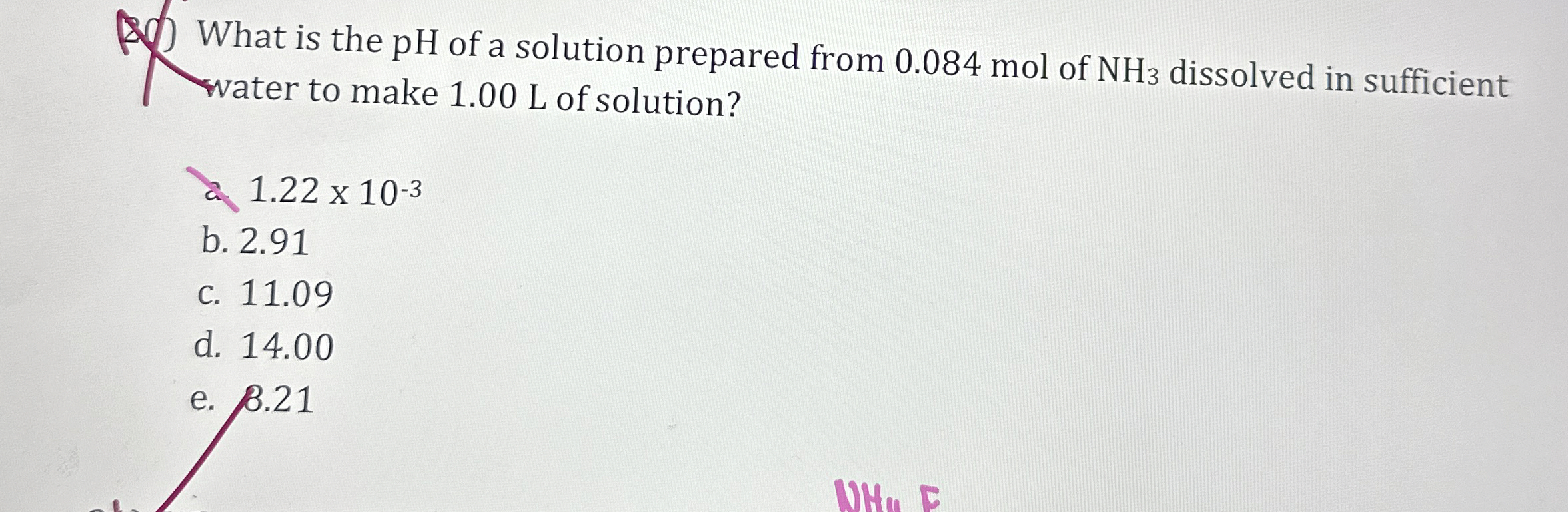 Solved What is the pH of a solution prepared from 0.084 ﻿mol | Chegg.com