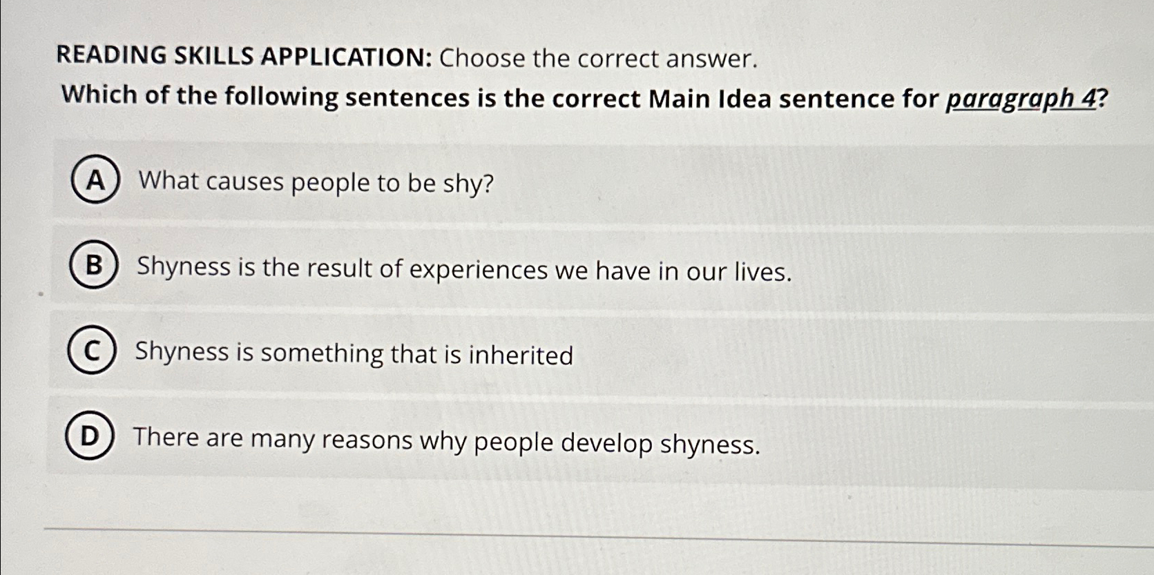 Solved READING SKILLS APPLICATION: Choose the correct | Chegg.com