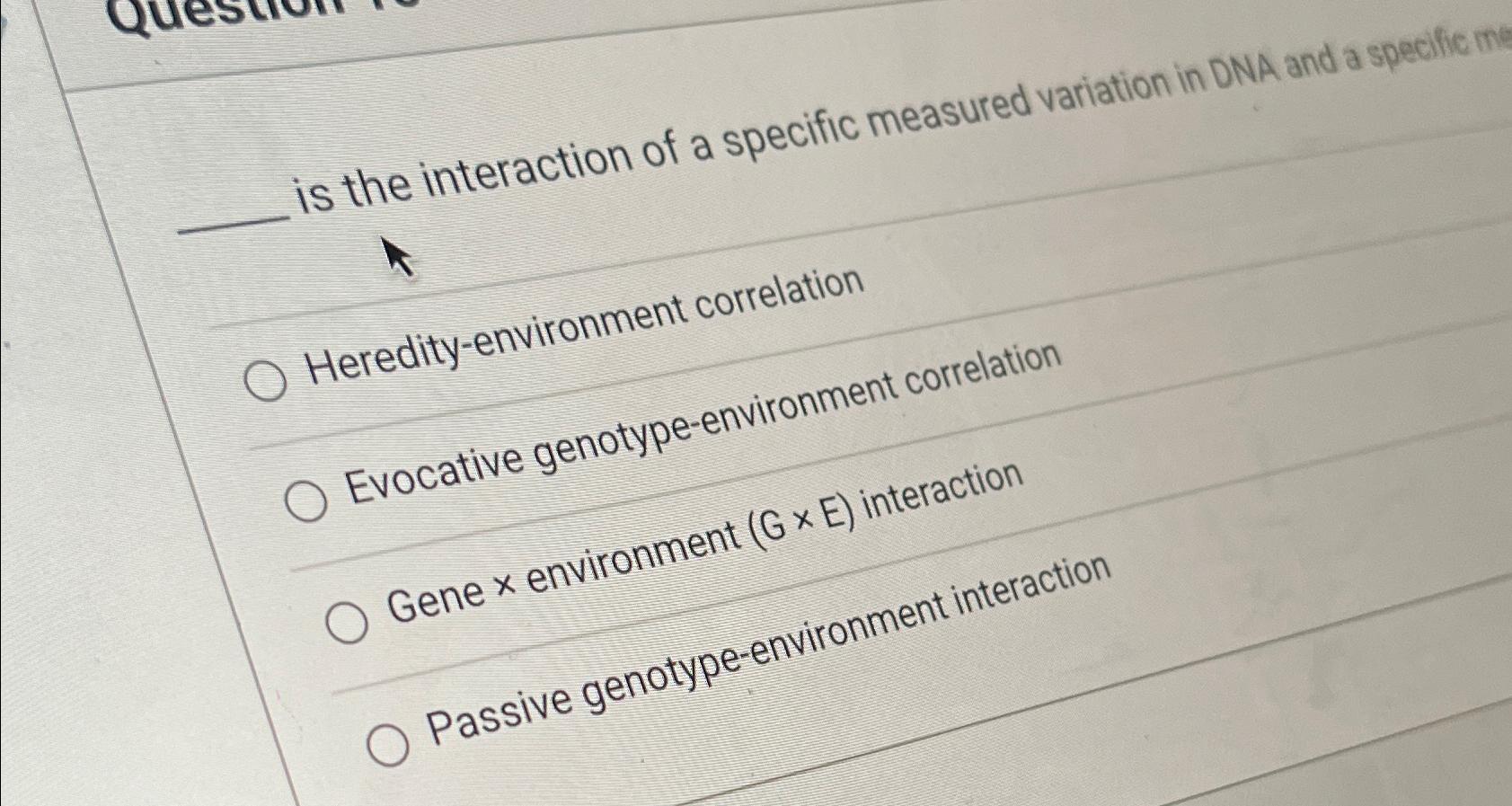 Solved is the interaction of a specific measured variation | Chegg.com