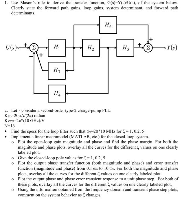 Solved 1. Use Mason's rule to derive the transfer function, | Chegg.com
