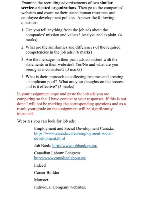 Examine the recruiting advertisements of two similar | Chegg.com