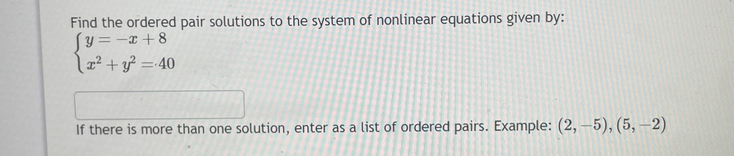 Find the ordered pair solutions to the system of | Chegg.com