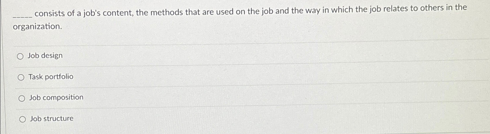 Solved consists of a job's content, the methods that are | Chegg.com