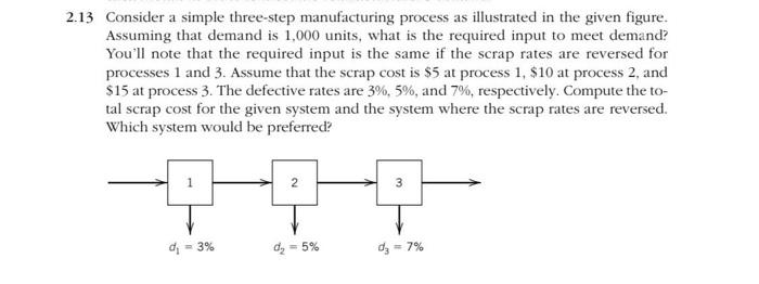 Solved 13 Consider a simple three-step manufacturing process | Chegg.com
