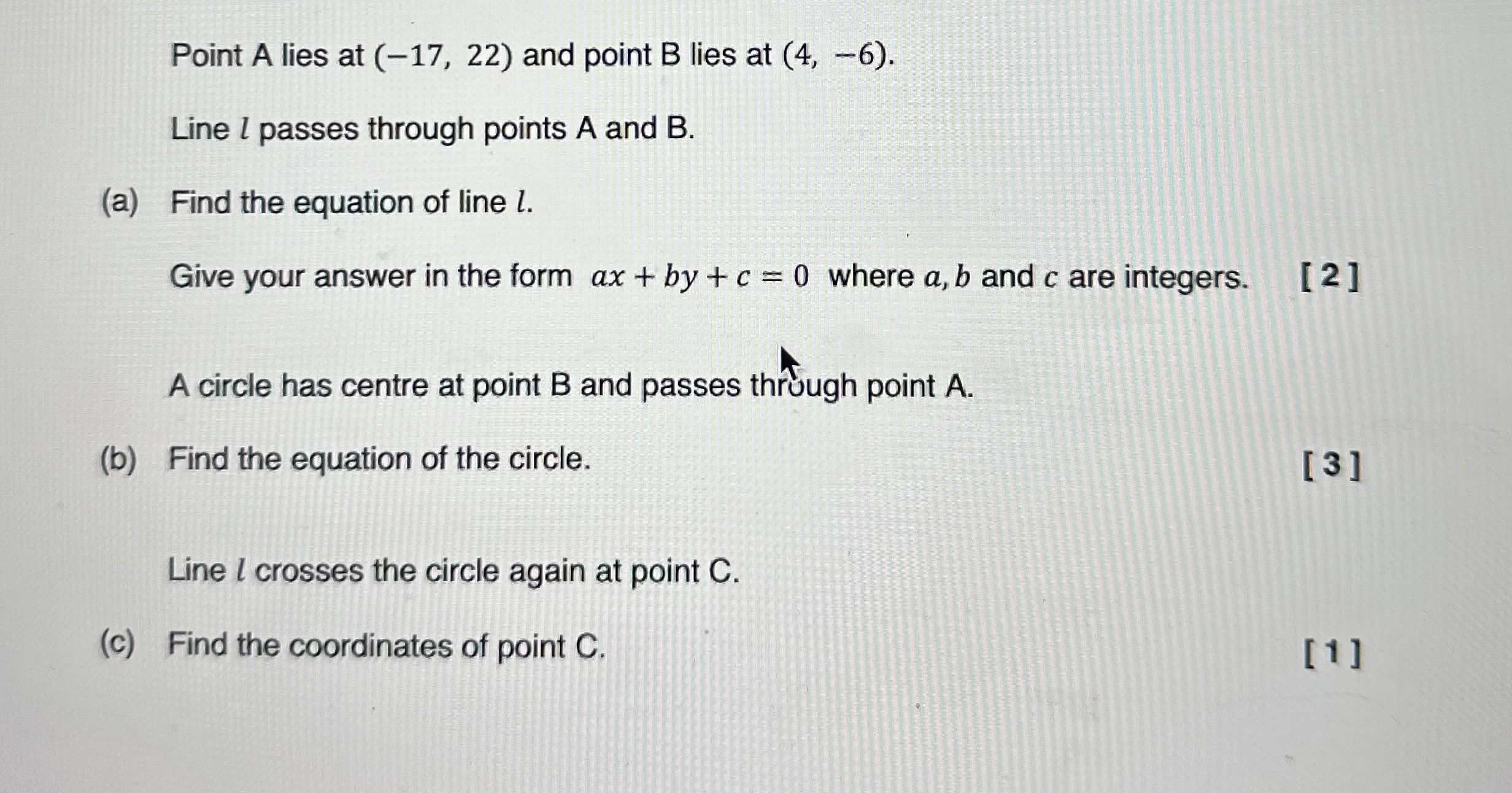 Solved Point A lies at (-17,22) ﻿and point B ﻿lies at | Chegg.com