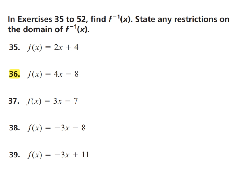 Solved find f-1(x). ﻿State any restrictions onthe domain of | Chegg.com