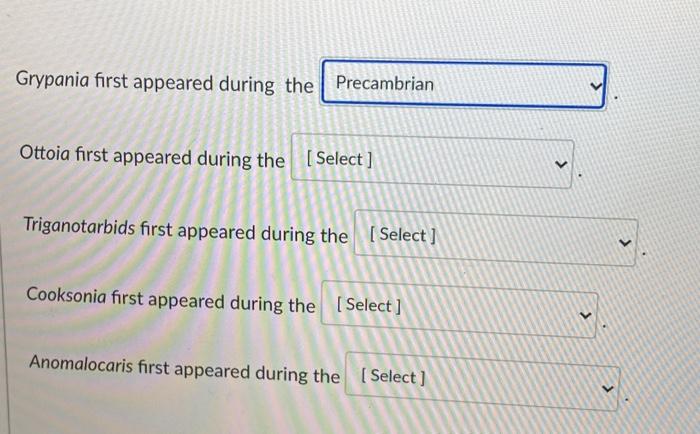 Solved Grypania first appeared during the Precambrian Ottoia | Chegg.com