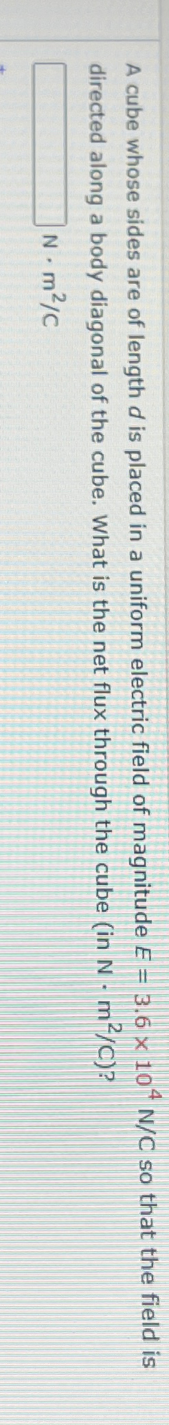 Solved A cube whose sides are of length d ﻿is placed in a | Chegg.com