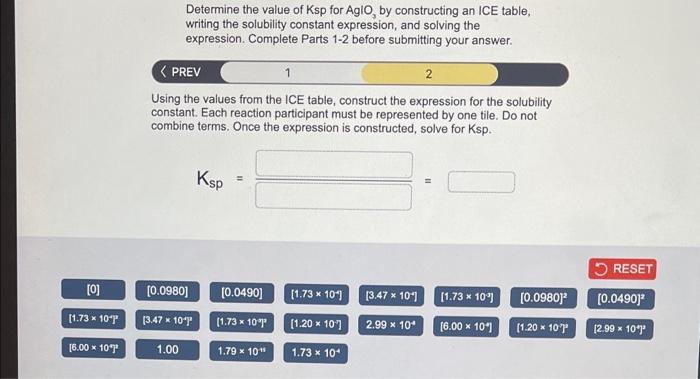 Solved Determine the value of Ksp for AgIO, by constructing | Chegg.com