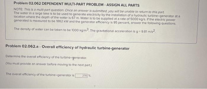 Solved Problem 02.062 DEPENDENT MULTI-PART PROBLEM - ASSIGN | Chegg.com