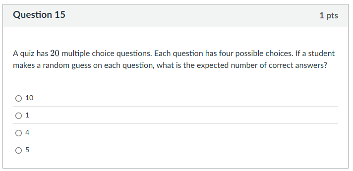 Solved Question 151 ﻿ptsA quiz has 20 ﻿multiple choice | Chegg.com