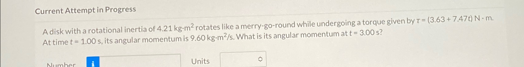 Solved Current Attempt in ProgressA disk with a rotational | Chegg.com