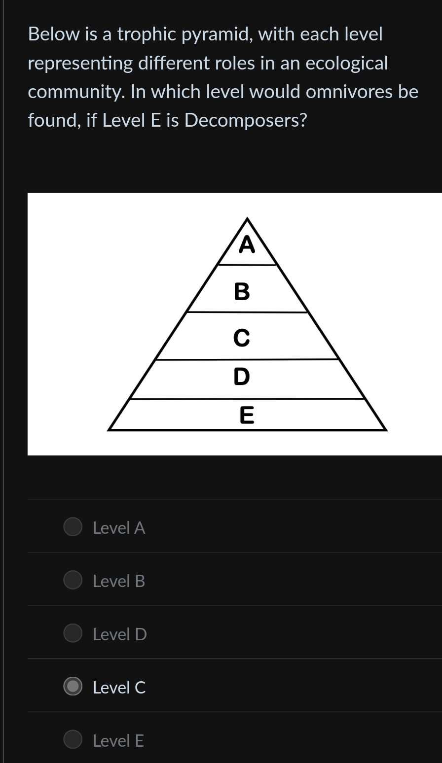 Solved Below is a trophic pyramid, with each level | Chegg.com