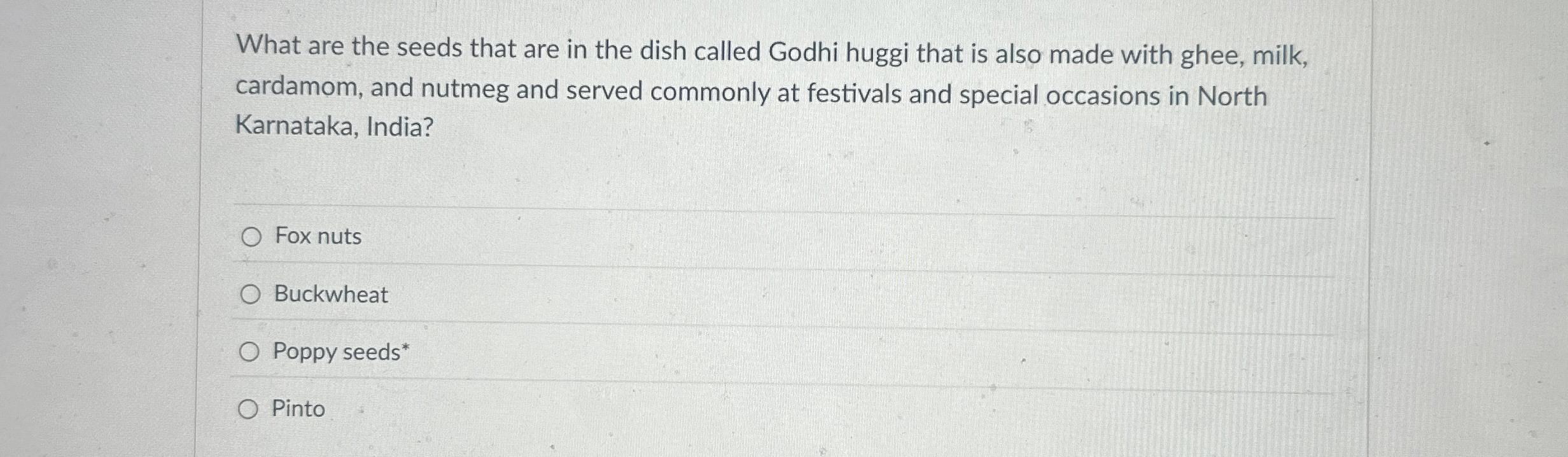 Solved What are the seeds that are in the dish called Godhi | Chegg.com