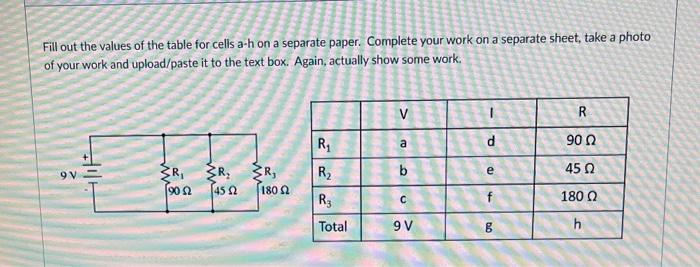 Solved Fill out the values of the table for cells a-h on a | Chegg.com