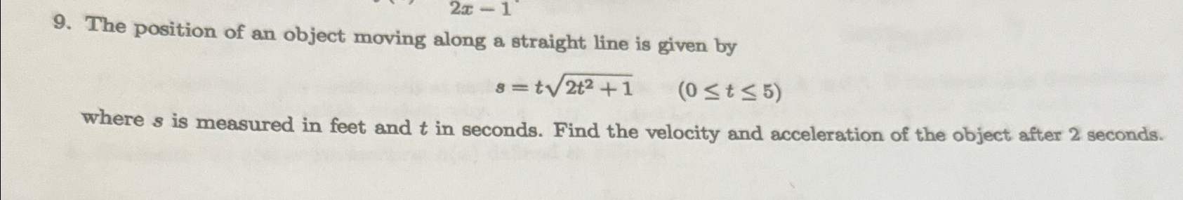 Solved The position of an object moving along a straight | Chegg.com