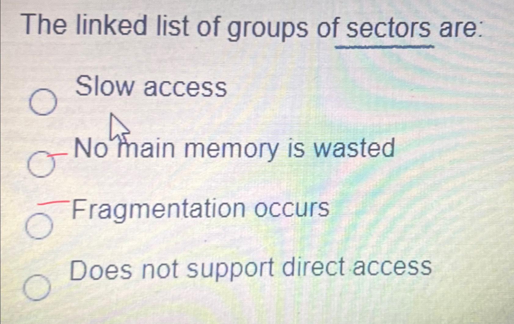 Solved The linked list of groups of sectors are:Slow | Chegg.com