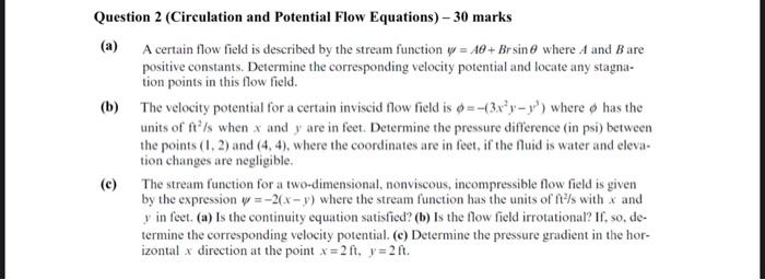 Solved Question 2 (Circulation and Potential Flow Equations) | Chegg.com