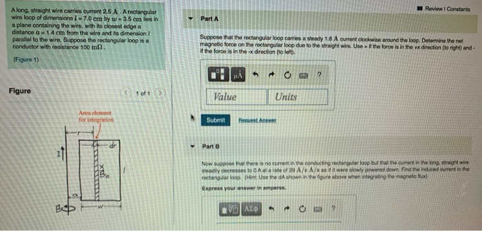 Solved Review Constants Part A Along, straight wire carries | Chegg.com