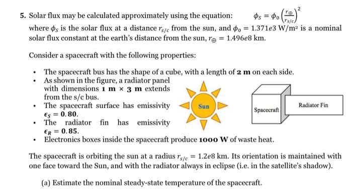 Solved 5. Solar flux may be calculated approximately using | Chegg.com