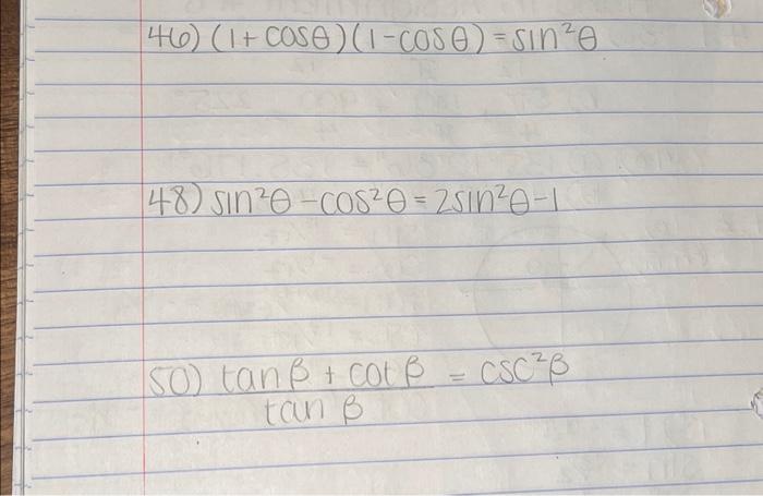 Solved convert the left side using trig properties to be the | Chegg.com