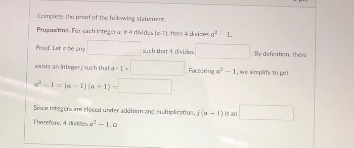 Solved Complete the proof of the following statement. | Chegg.com