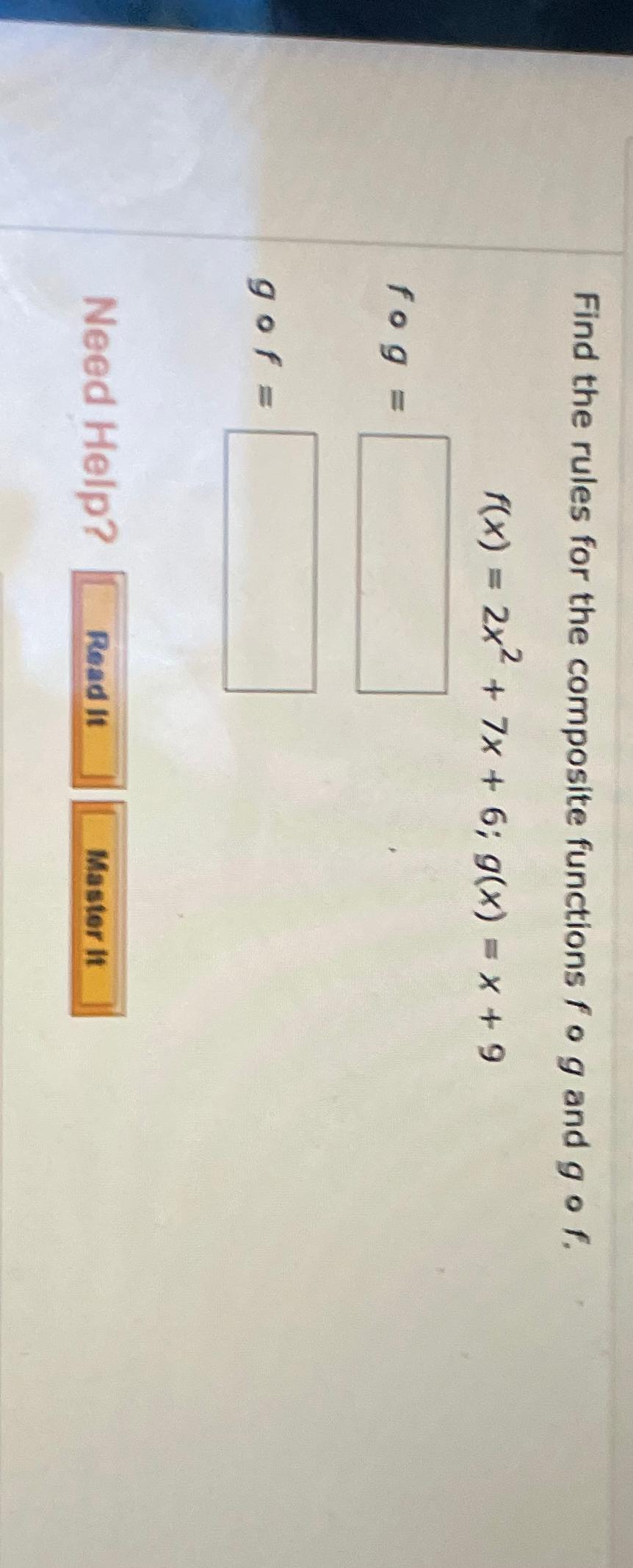 Solved Find the rules for the composite functions f@g ﻿and | Chegg.com