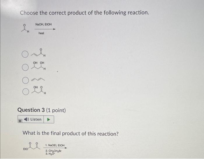 Solved Choose the correct product of the following reaction. | Chegg.com
