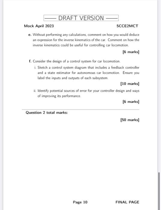 Solved DRAFT VERSION (a) Mock April 2023 1. | Chegg.com