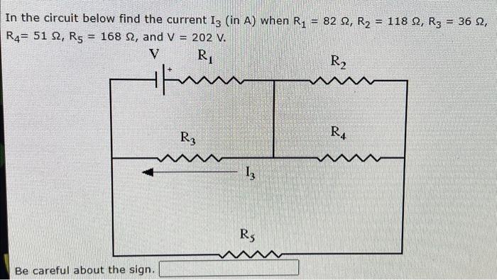 Solved In the circuit below find the current I3 (in A ) when | Chegg.com