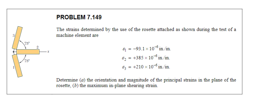 Solved PROBLEM 7.149The strains determined by the use of the | Chegg.com