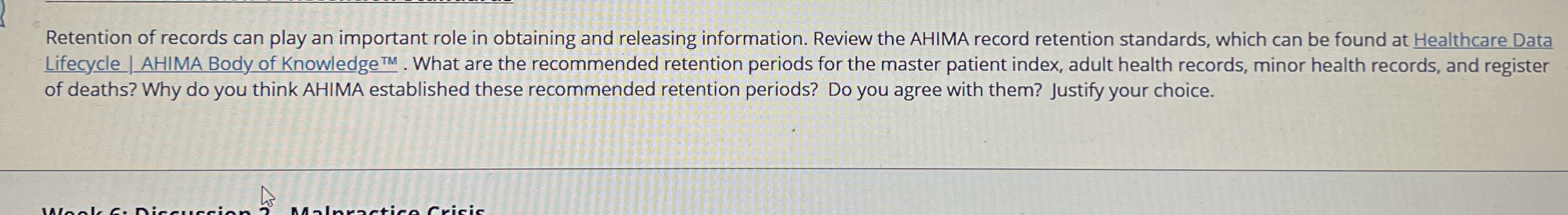 Solved Retention of records can play an important role in | Chegg.com