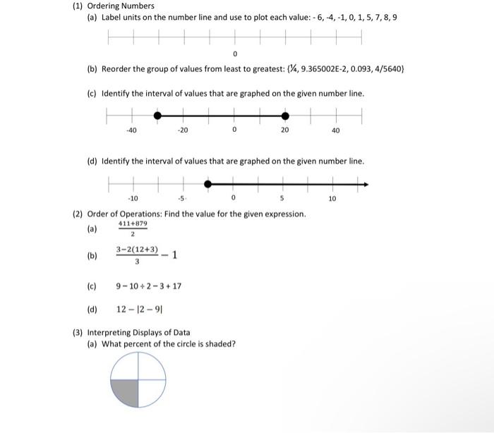 Solved (1) Ordering Numbers (a) Label units on the number | Chegg.com