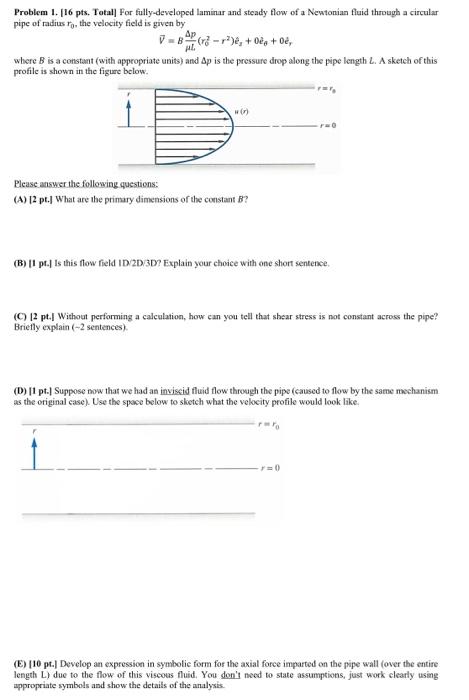Solved For fully developed laminar and study flow of | Chegg.com